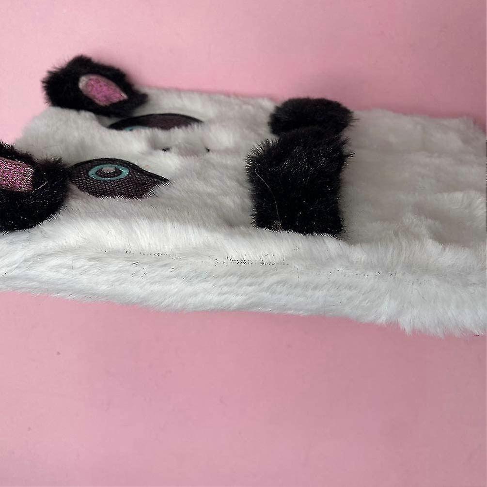 Plush Notebook, Faux Fur Notebook For Kids, Panda Pattern Diary Journal ...