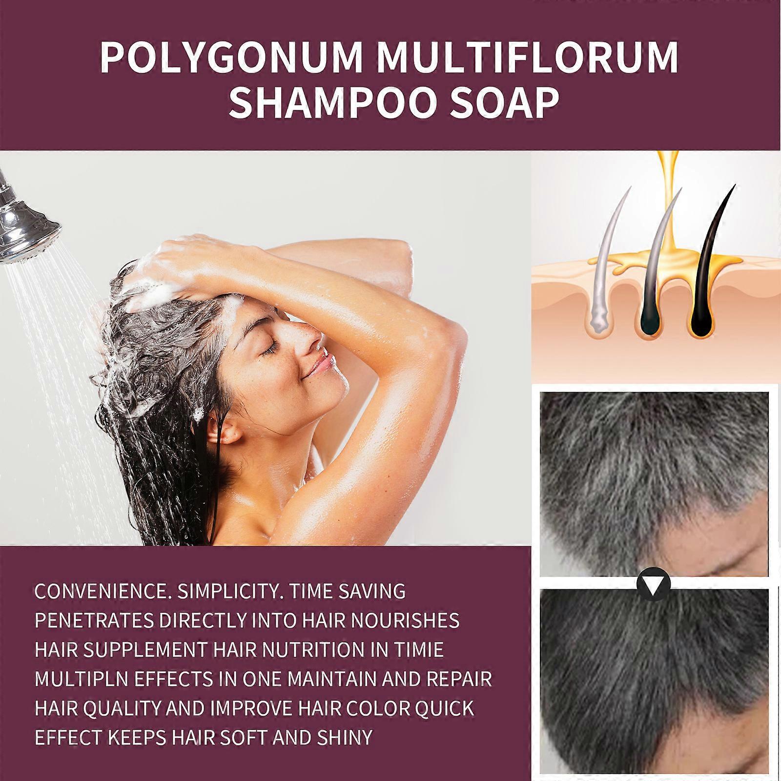 Polygonum multiflorum shampoo soap restores natural hair color black ...