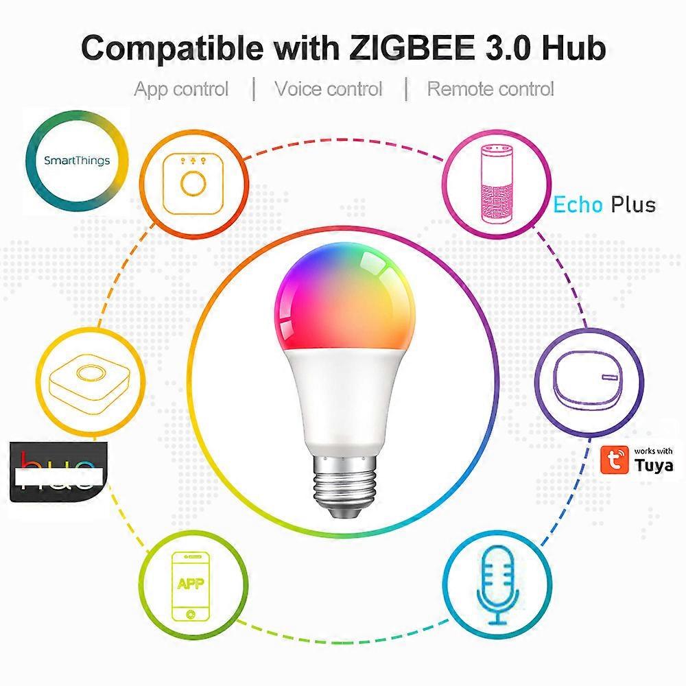 Tuya E27 Bulb Zigbee Bluetooth, Dimmable Light LED lamp 2700-6500k RGB, 9W Smart Life APP, Voice ...