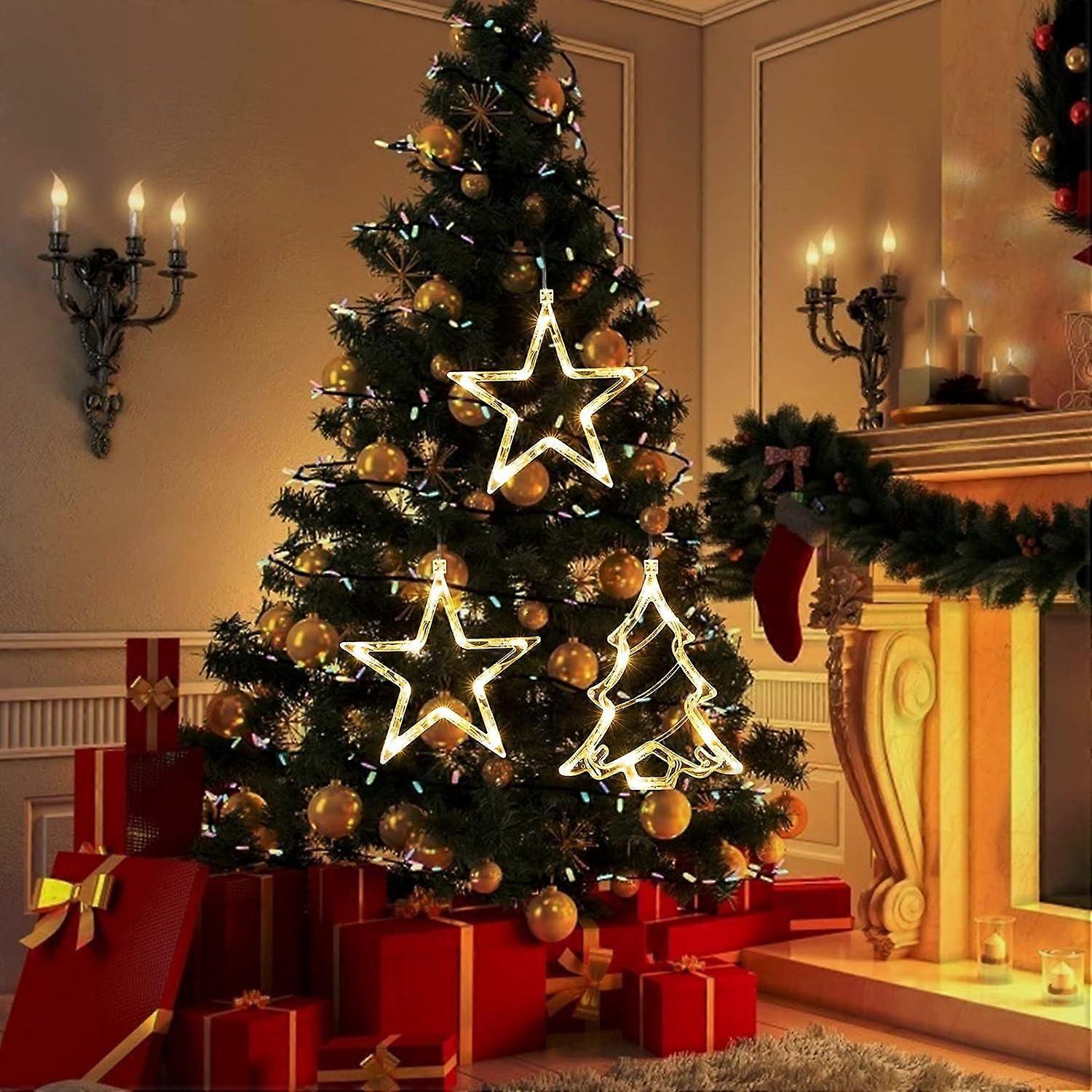 3 PCS Lighted Christmas Window Decoration Light up Window Silhouette ...