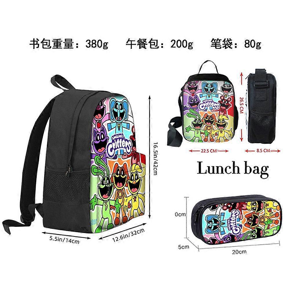 New Poppy's Playtime Chapter 3 Smiling Critters Printed Backpack Three ...