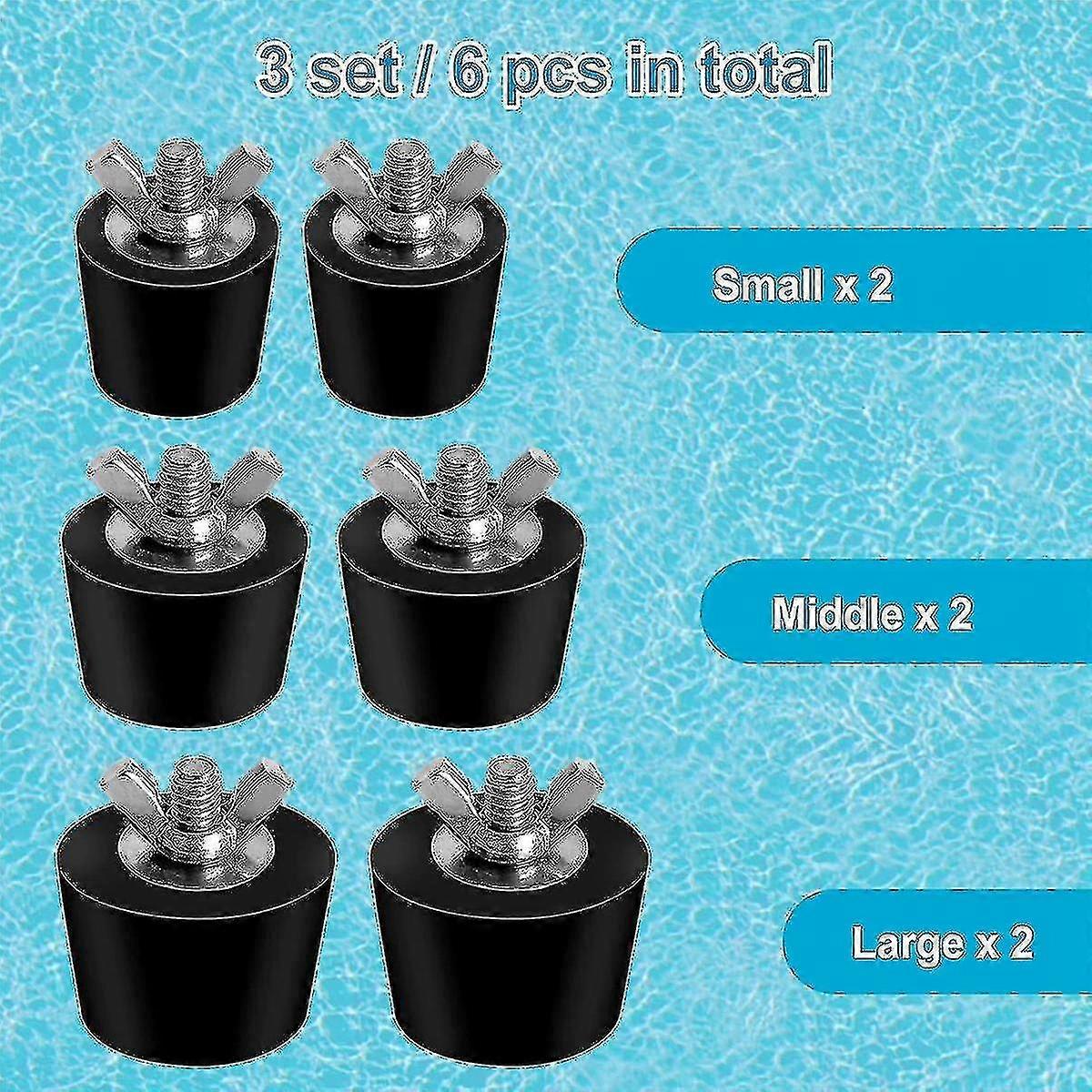 6 Pack 3 Size Pool Winterizing Plug For Swimming Pool Holes,expansion ...