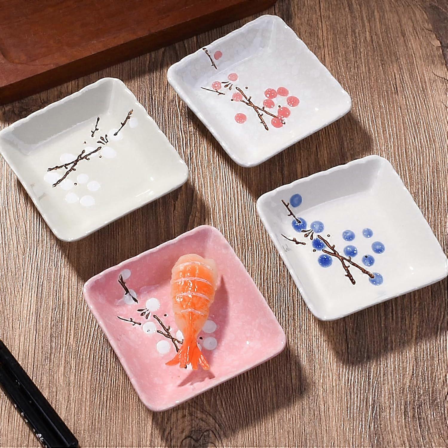 SBSG Ceramic Japanese Sauce Dish Set of 4 Creative Seasoning Sauce Dish ...