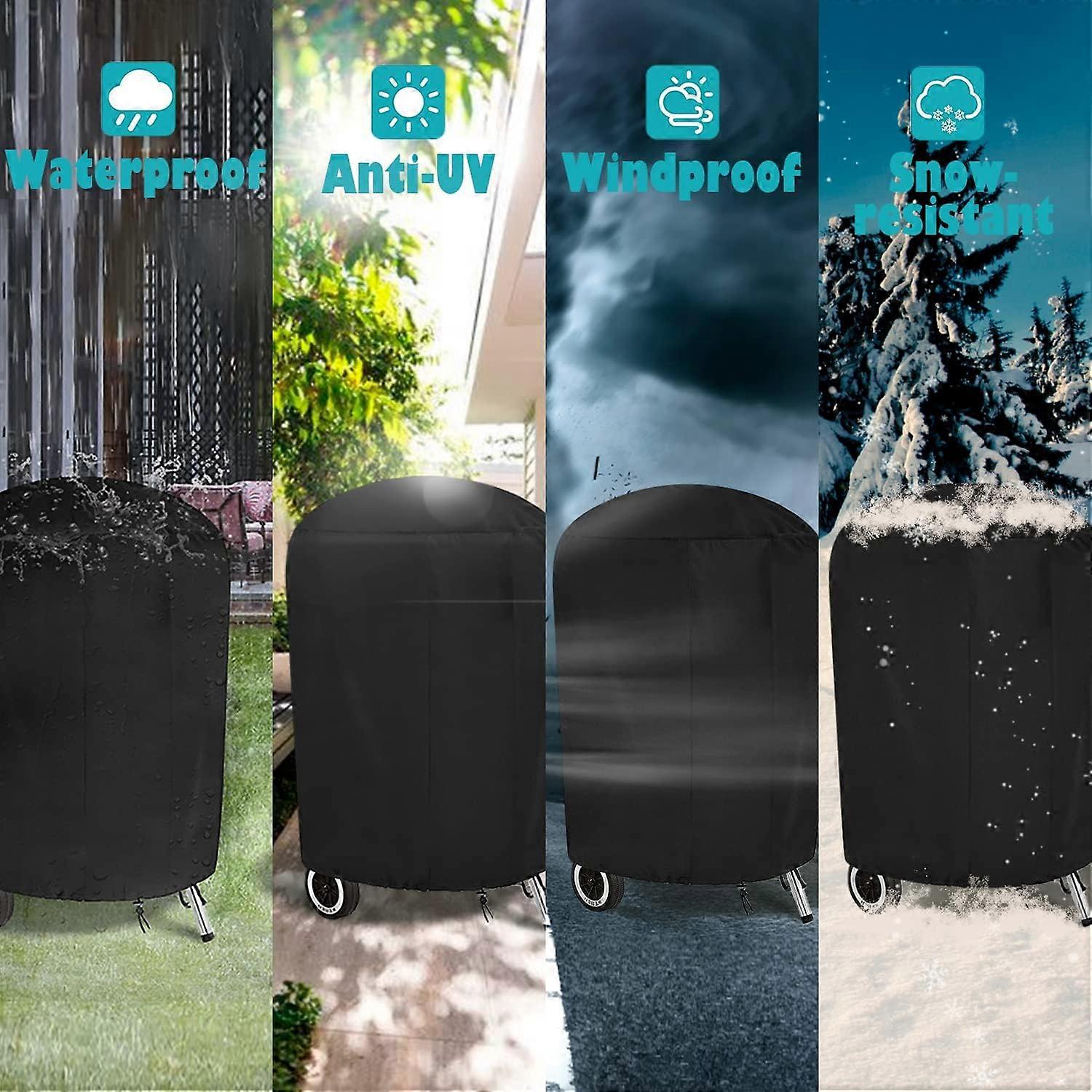 Barbecue Cover, Kettle BBQ Cover Waterproof Heavy Duty 420D Oxford Fabric Rip-Proof UV Resistant ...