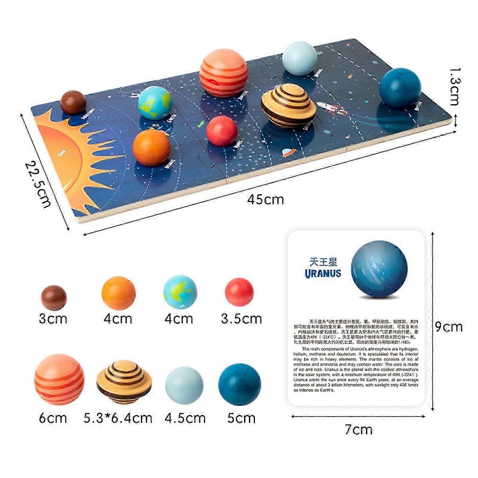 1 Set Kids Solar System Toy with 8 3D Sun Planets 9 Cards Model ...