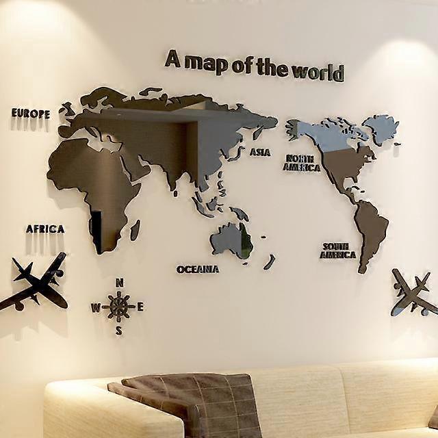 Acrylic 3D Home Decor World Map Wall Stickers Creative Home Living Room ...