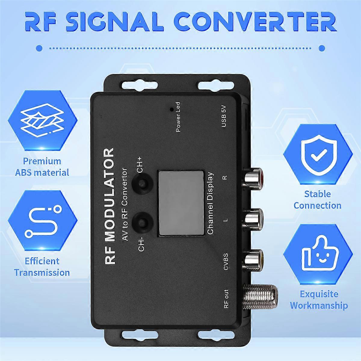 M60 RF Modulator AV to RF Converter UHF Modulator RF Signal Converter ...