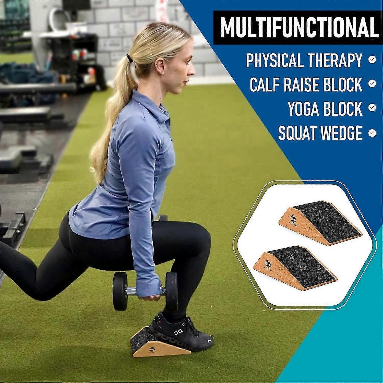 Cork Squat Wedges, 2 Pack, Elevated Squat Wedges and Calf Raise Blocks ...