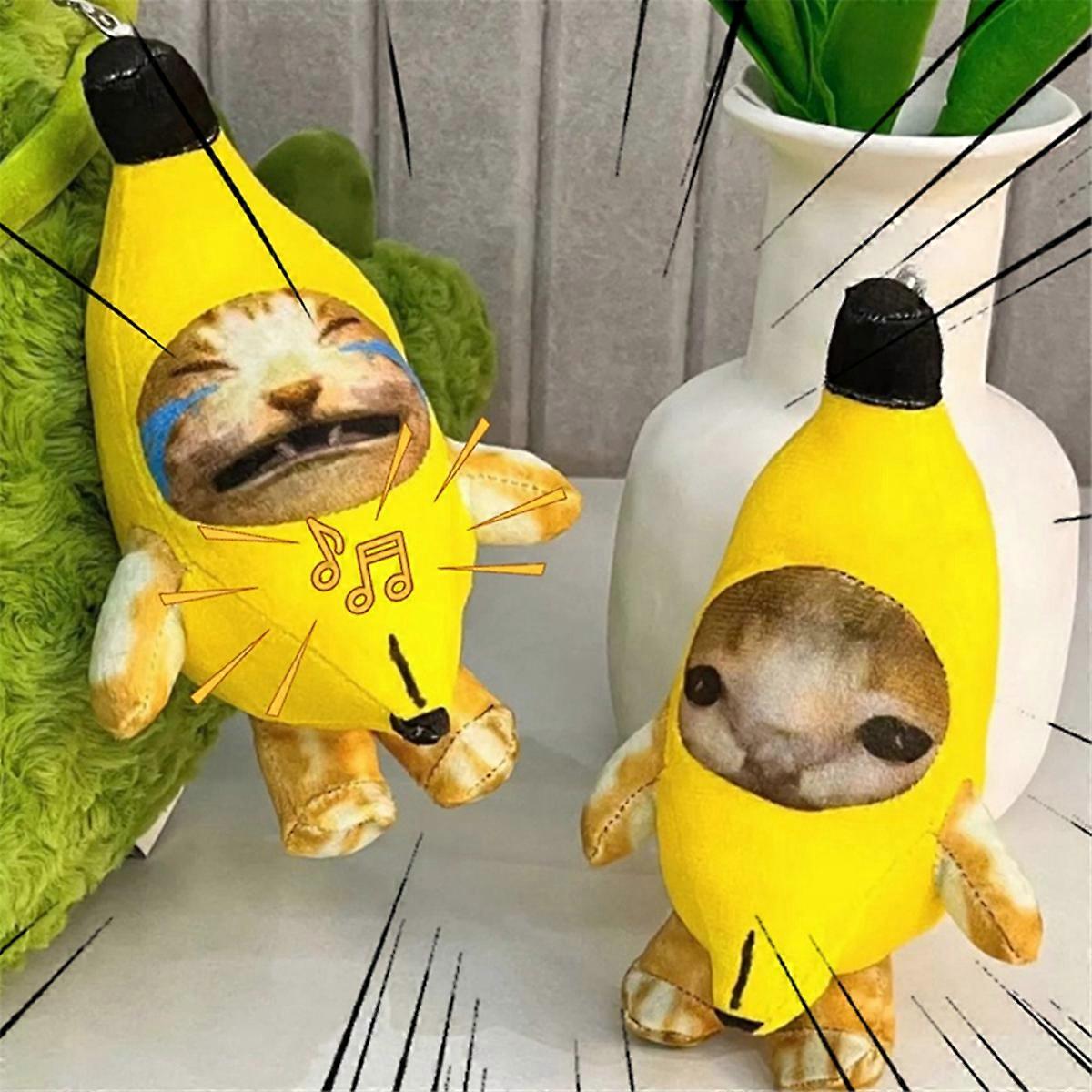 CC-Crying Banana Cat,Key Chain Plush Pendant Cute Banana-Cat Doll ...