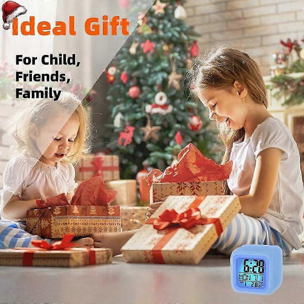 Digital Alarm Clock Glowing Cube Lcd Clock With Large Display Time ...