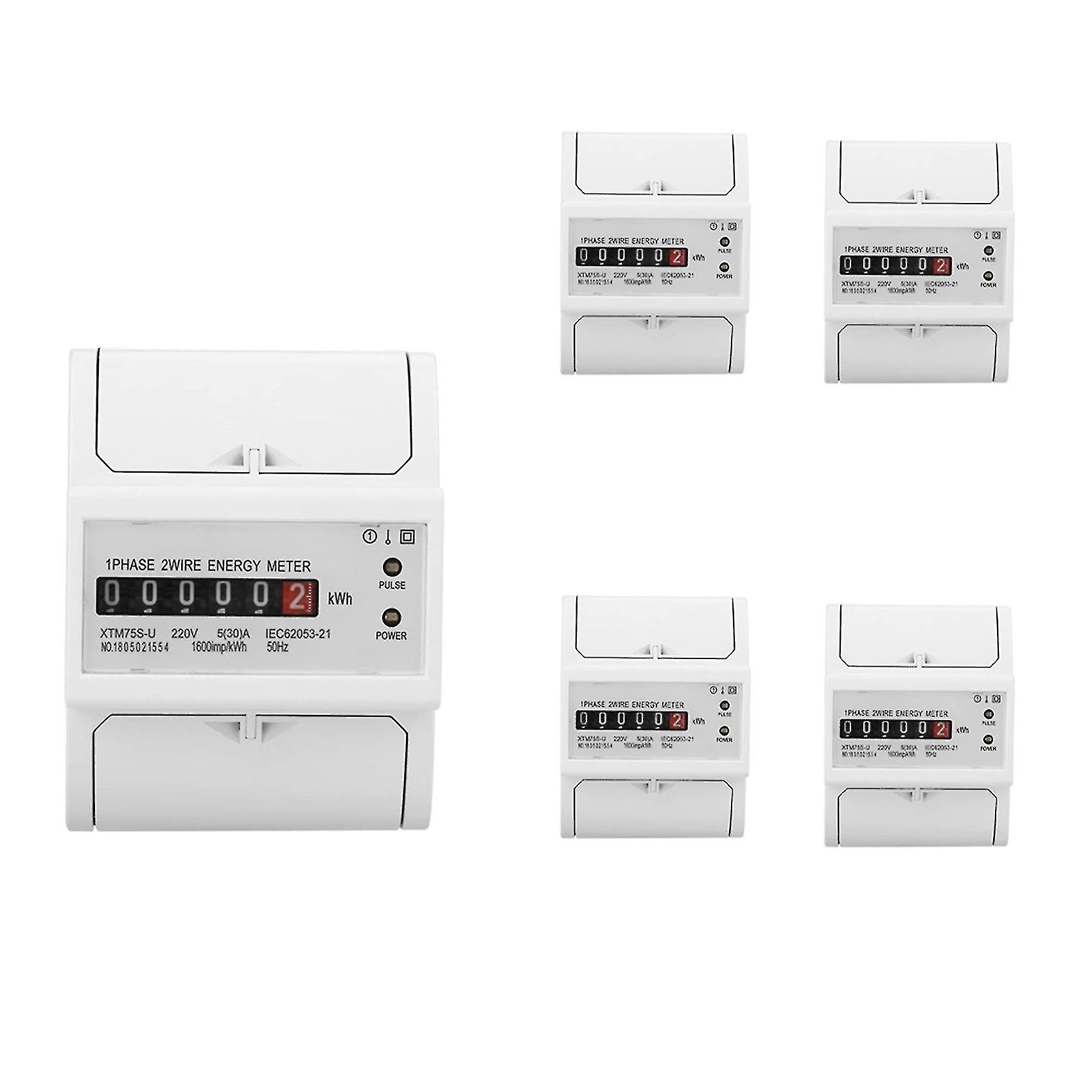 5x 220v Din-rail Electric Meter, Digital 1 Phase Electric Meter 2 Wire ...