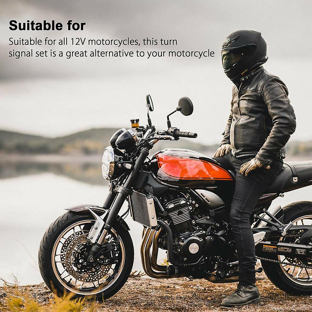 2x 12V Amber Motorcycle 9 LED Flush Mount Turn Signals Indicators ...