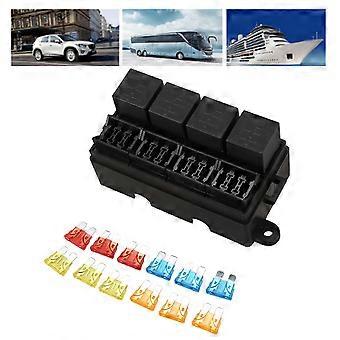 12 Way Blade Fuse Holder Box With Spade Terminals Fuse 4pcs 4pin 12v ...