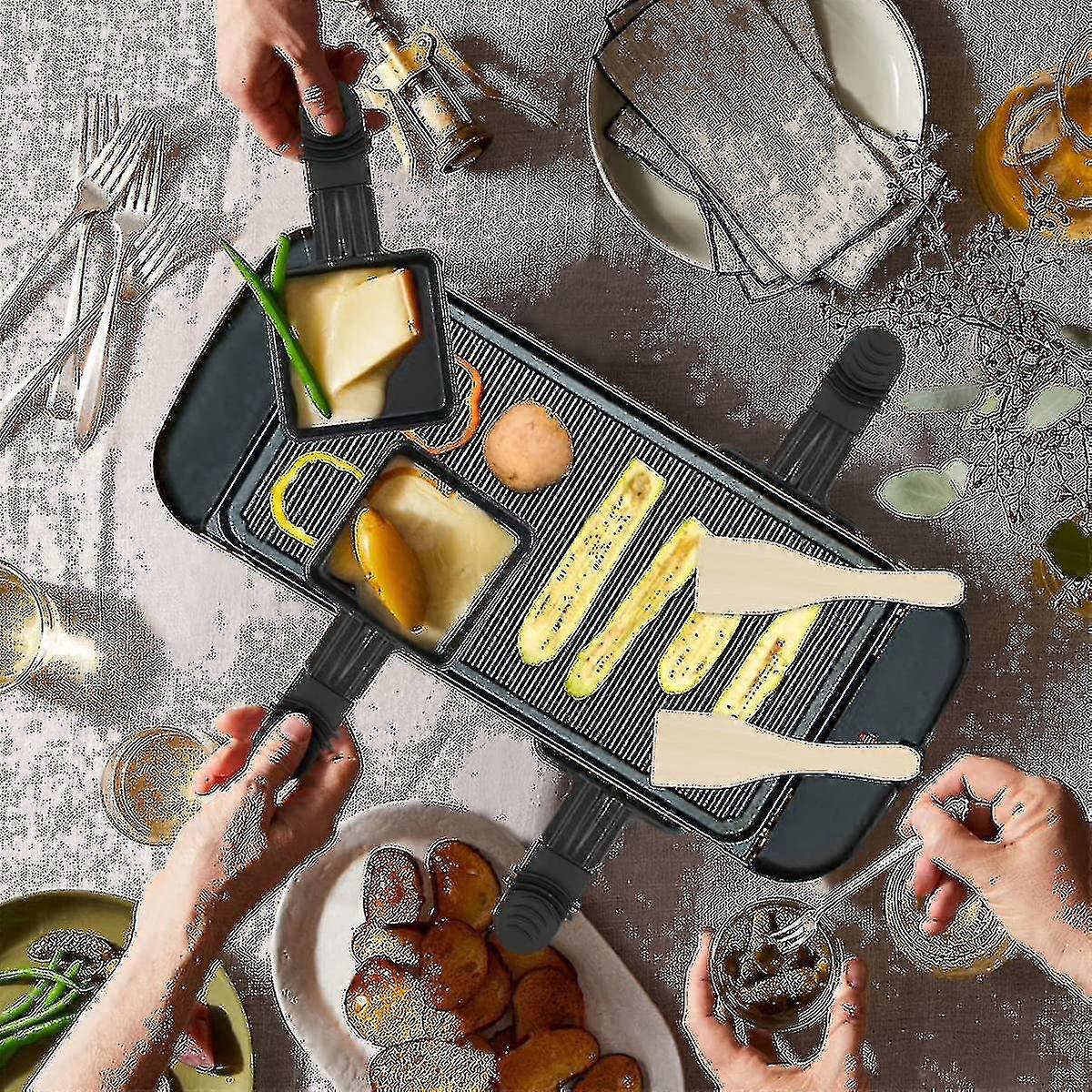 4pcs Coupelle Raclette Barbecue Et 4pcs Spatules Raclette En Bois Polon ...