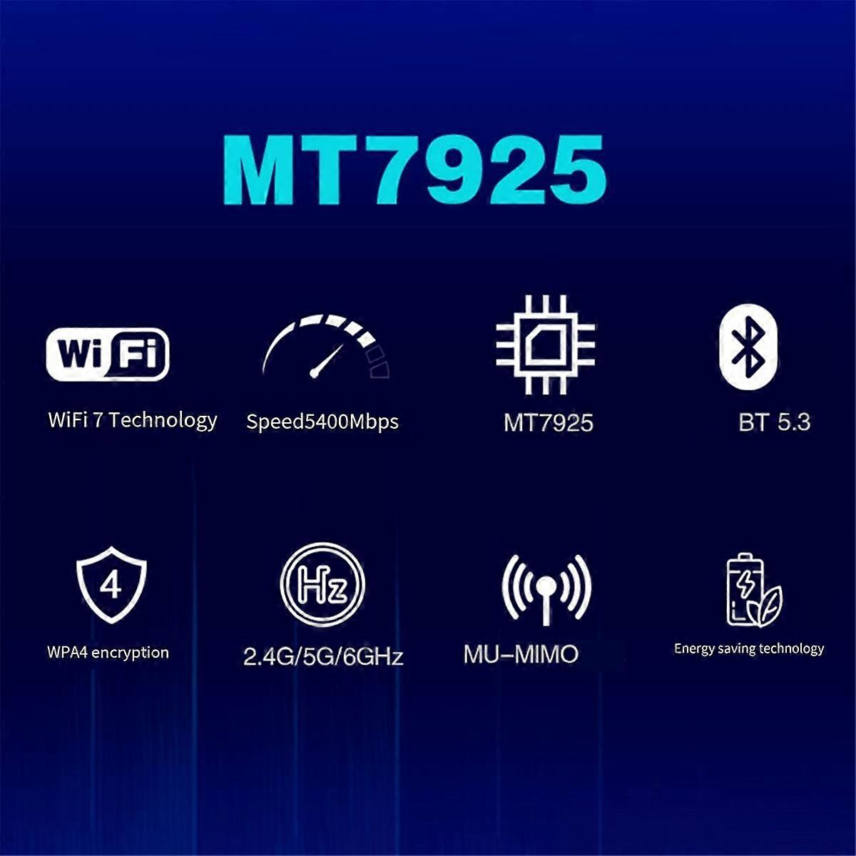 MT7925 WIFI 7 Card 5400Mbps M.2 Triple Band 2.4G/5G/6G Bluetooth 5.3 WiFi Card Adapter for Win10 ...