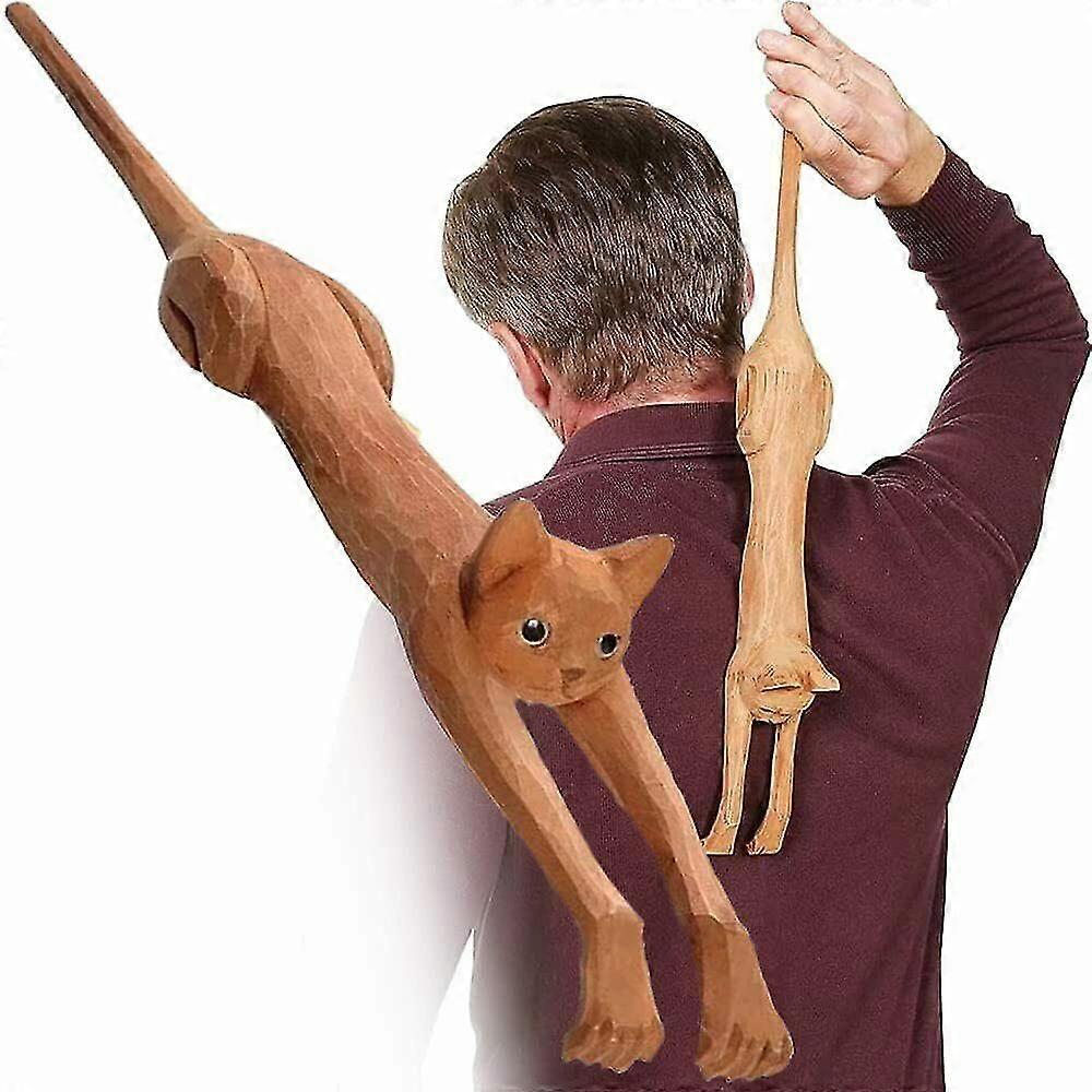 Funny Wooden Cat-shaped Back Scratcher With Long Handle Back Scratcher ...
