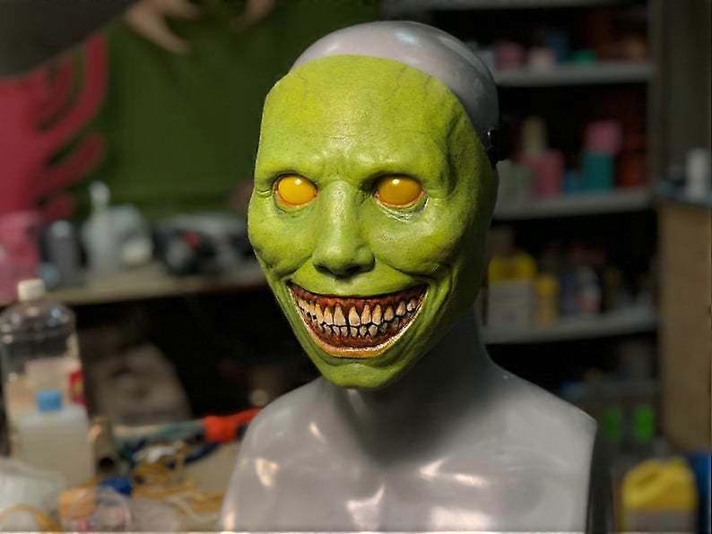 Halloween Horror Mask Cosplay Scary Smiley Face Demon Mask Creepy green ...