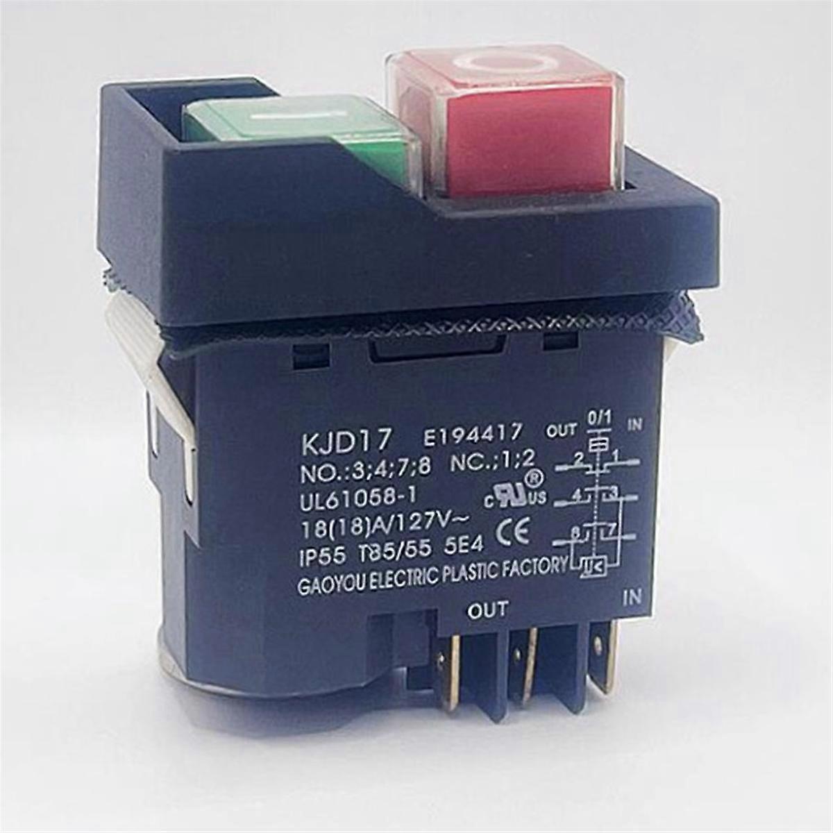 KJD17 6 Pins Electromagnetic Start Push Button Switches 18A AC127V IP55 ...
