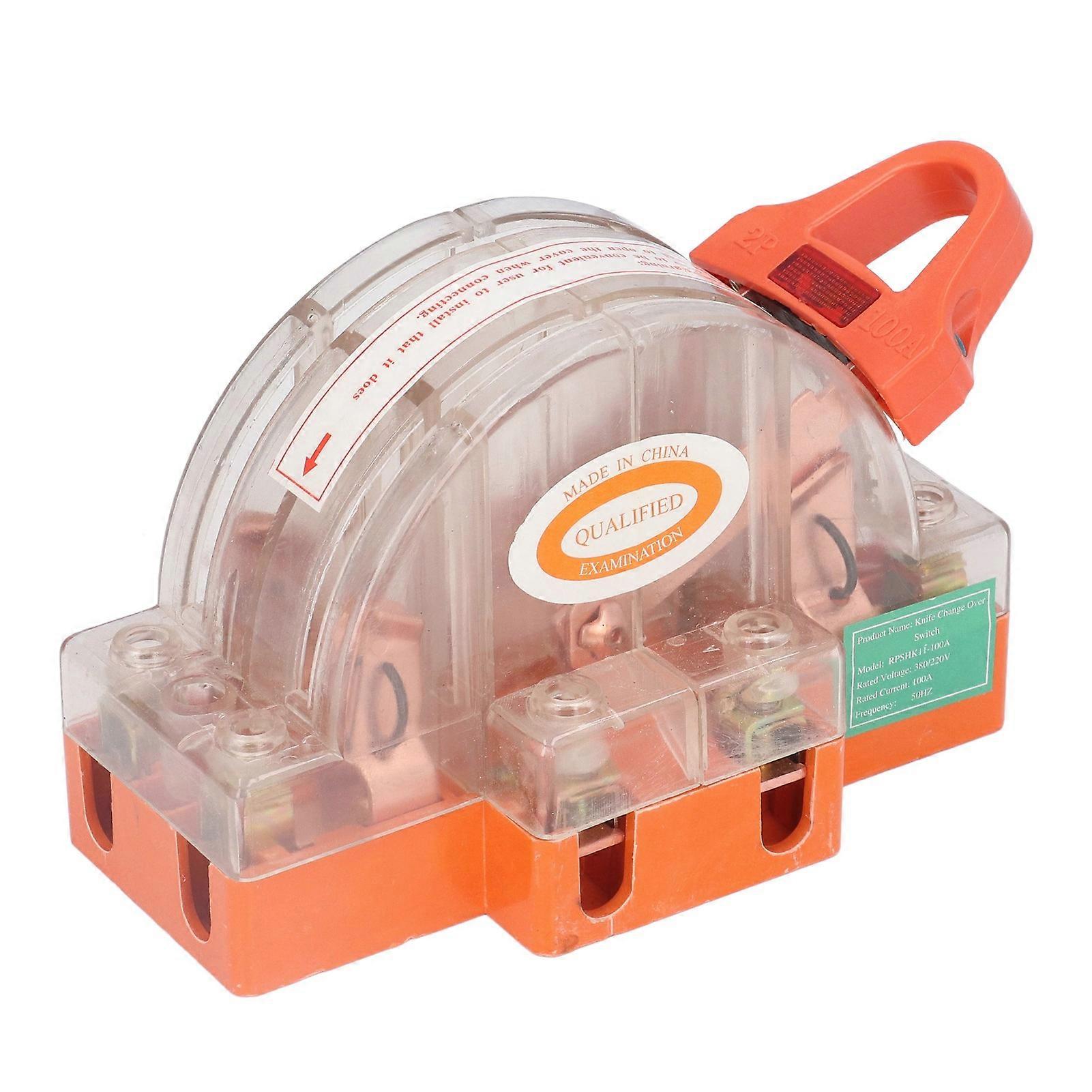 Double Pole Knife Switch Transparent Shell 2P 100A Safety Knife Switch ...