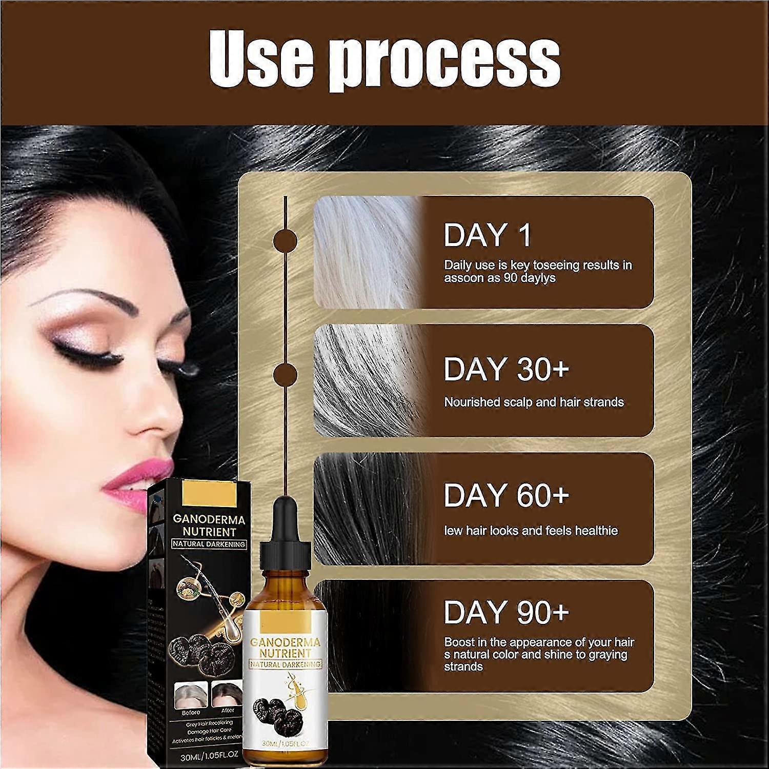 Anti-greying Hair Serum, Hair Darkening Serum, Organic Ganoderma ...
