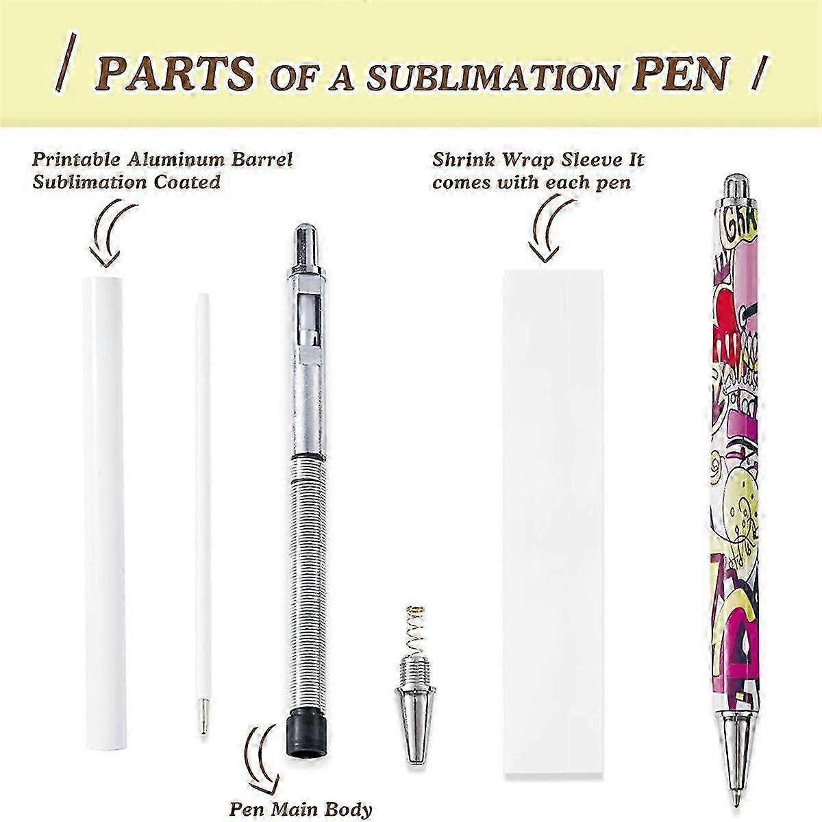 Sublimation Pens Blank With Shrink Wrap, Clipless Heat Transfer ...