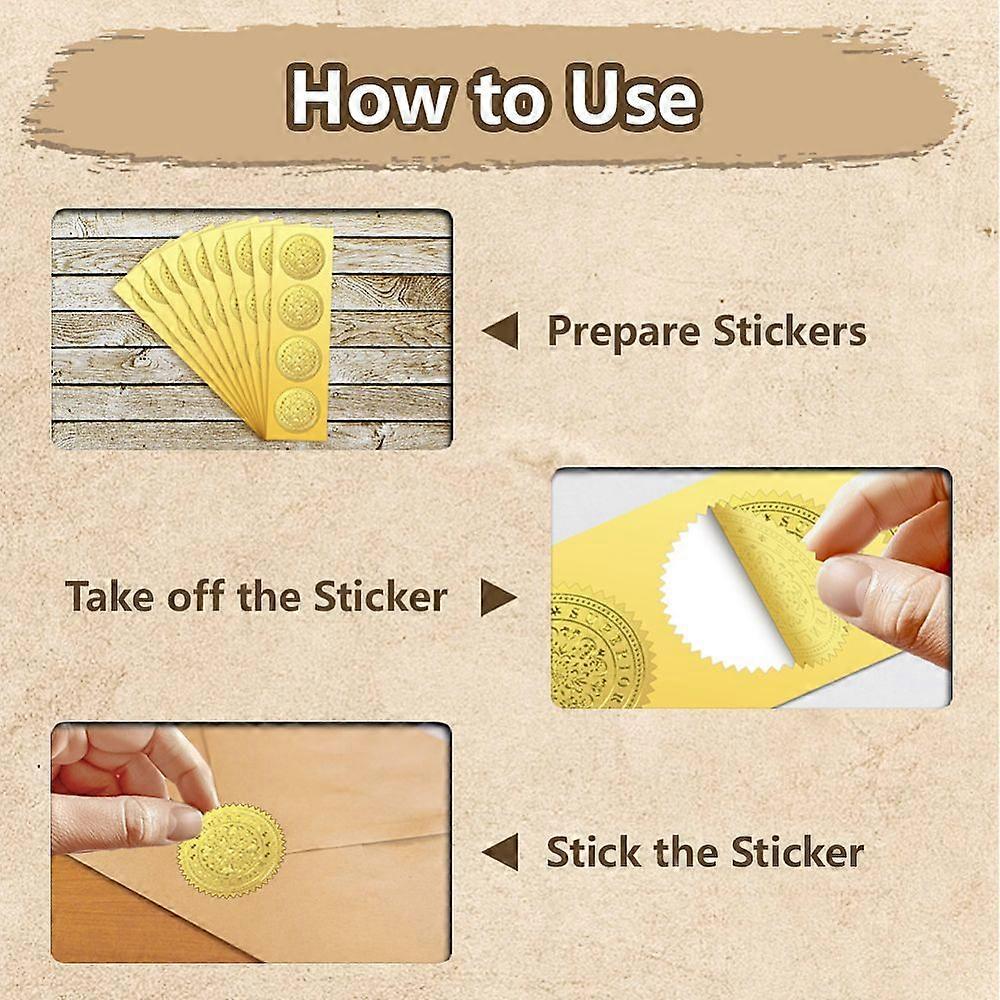 Self Adhesive Gold Foil Embossed Stickers Medal Decoration Sticker Star ...