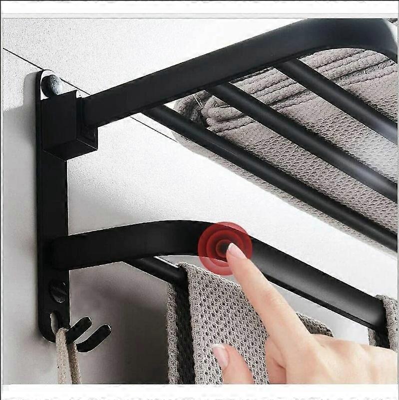 Bathroom Towel Rack, Foldable Mounted Storage Shelf, Space Aluminum ...