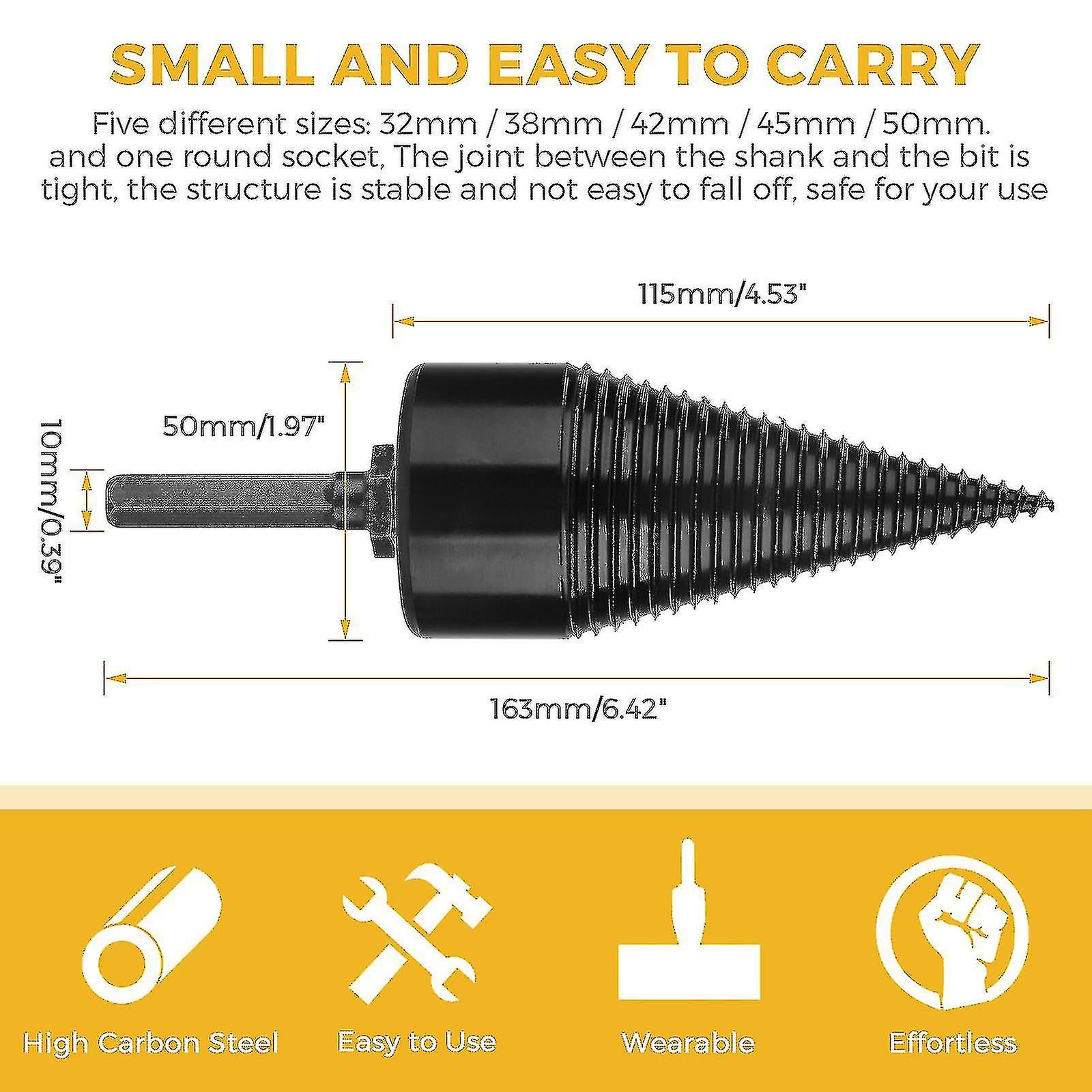 Industrial Firewood Drill Bit Wood Cone Hex Shank Wood Log Splitter ...