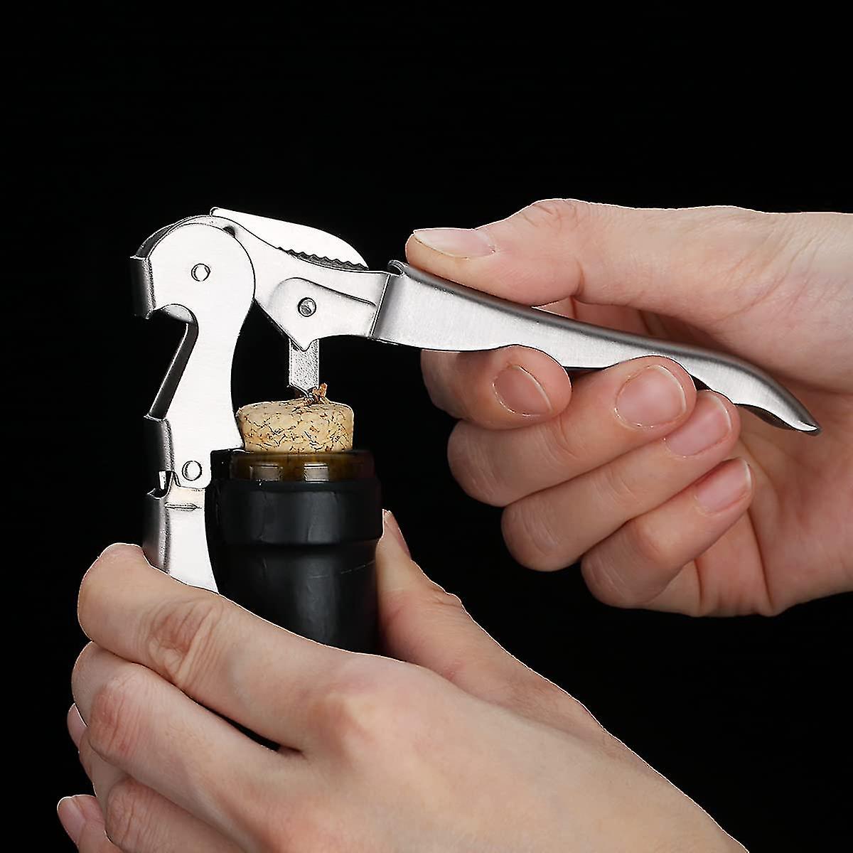 Double Hinged Waiters Corkscrew,matte Black Wine Bottle Opener With ...