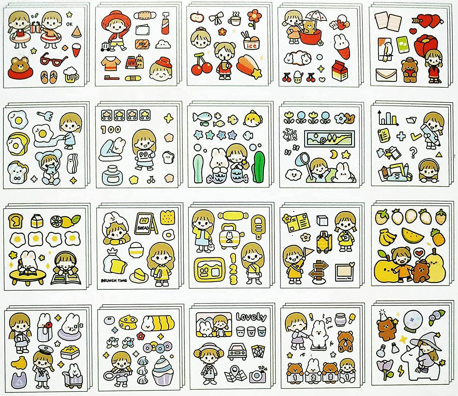 100 Pieces Kawaii Stickers Cute Cartoon Stickers Kawaii Stickers ...