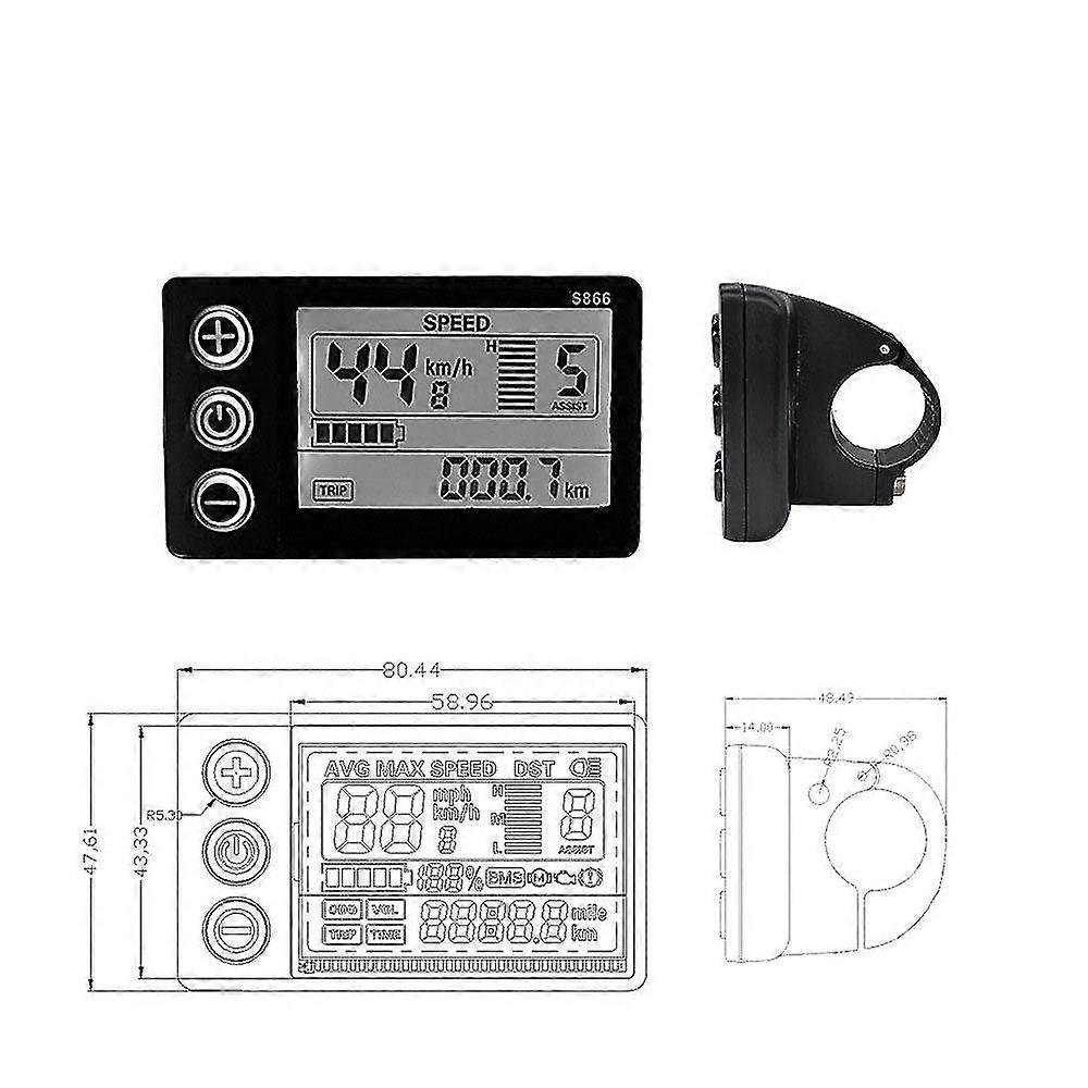 S866 Electric Bike Lcd Display 24v 36v 48v E-bike Electric Scooter ...