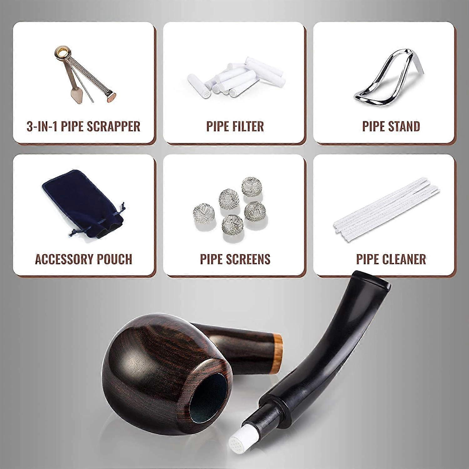 Tobacco Pipe, Handmade Wood Smoking Pipe, Perfect Beginner Pipe Kit for ...
