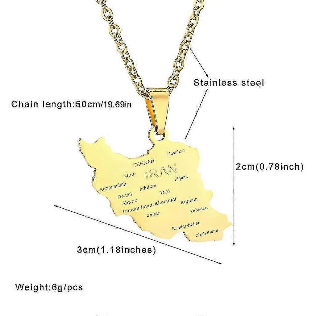 Stainless Steel Iran Map Pendant Necklace for Couple Ethnic Jewelry ...