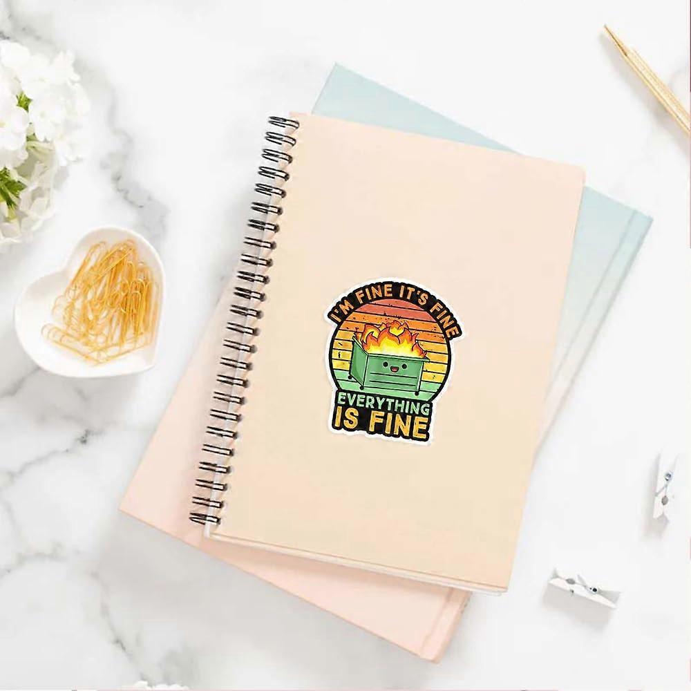(3Pcs) I'm Fine It's Fine Everything is Fine Sticker Funny Dumpster ...