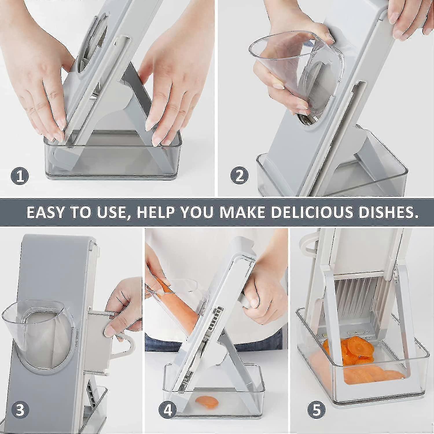 Kitchen Safe Mandolin Vegetable Slicer With Adjustable Blades With ...