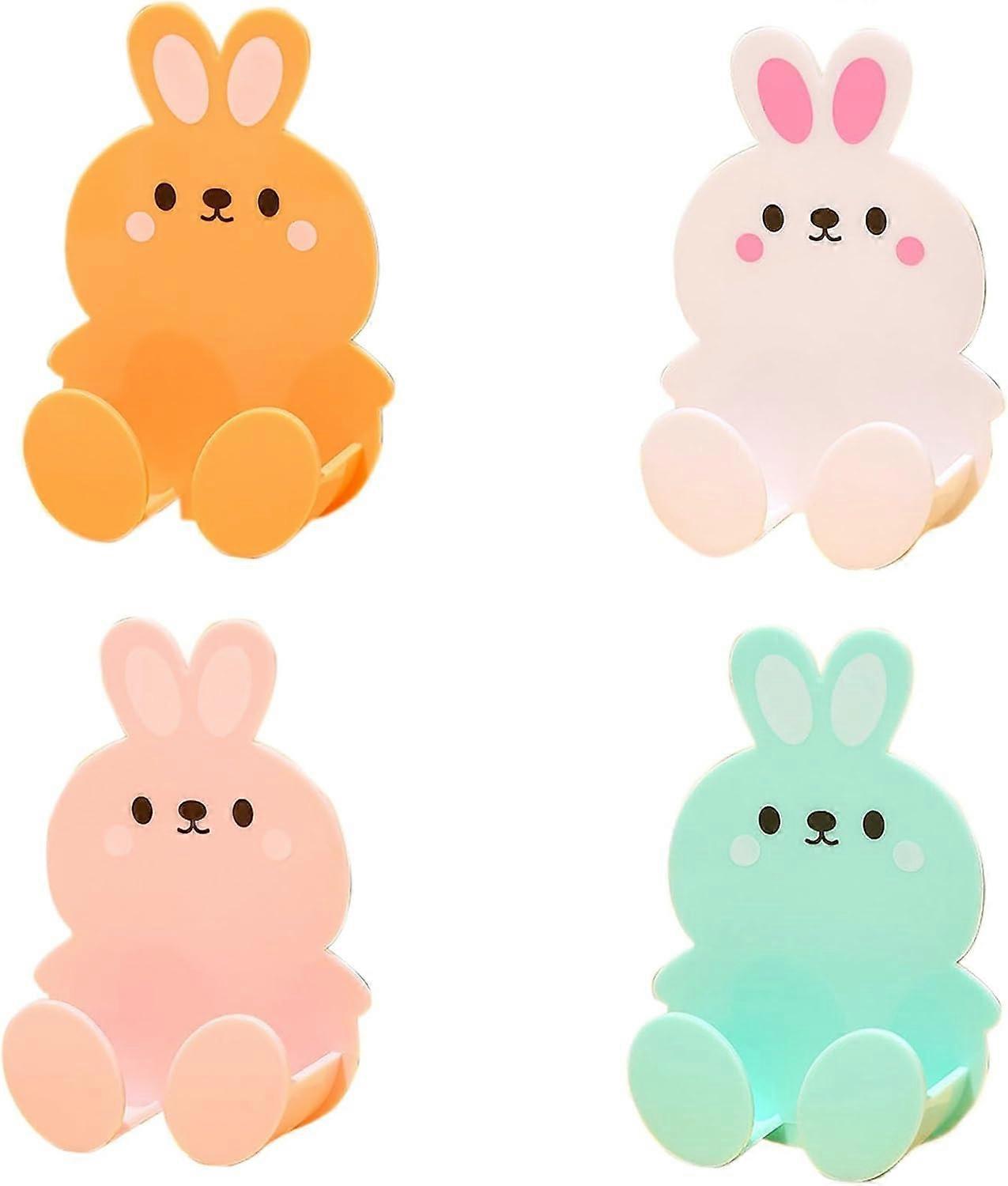 4 Pcs Self Adhesive Plug Hooks, 4 Color Rabbit Design Plastic Plug ...