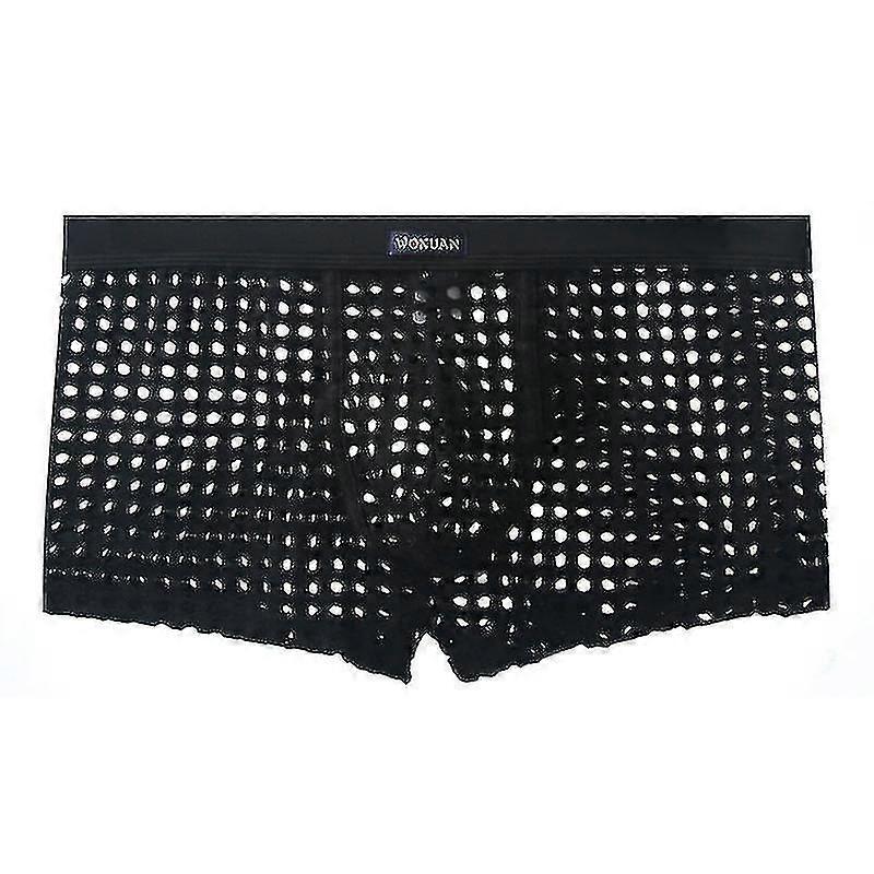 Mens Fishnet Underwear See Through Boxer Briefs Mesh Hollow Lingerie ...