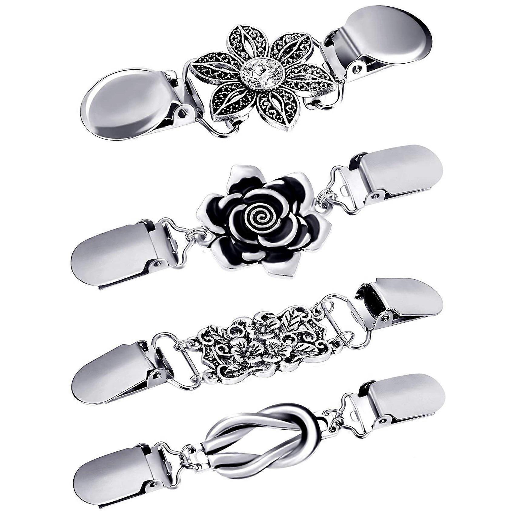 4 Pieces Vintage Sweater Shawl Clips Retro Cardigan Collar Clips Dress ...
