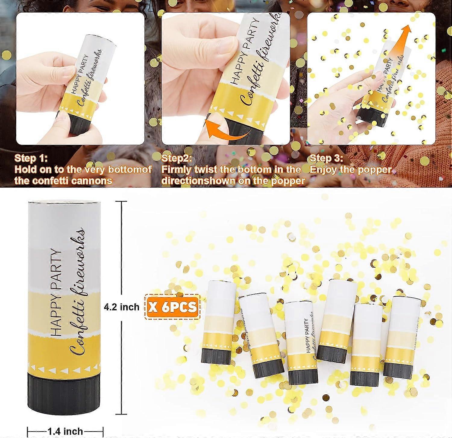 Confetti Cannons 6 Pcs Party Popper Confetti Shooter Biodegradable Confetti Birthday Confetti ...