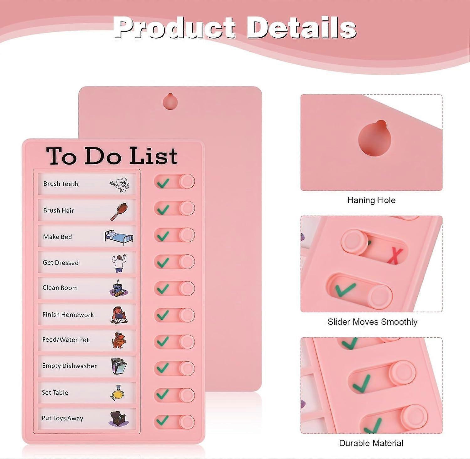 4 Pcs Sliding Routine Chores Chart, Chore Chart for Kids Reusable to Do List and Memo Checklist ...