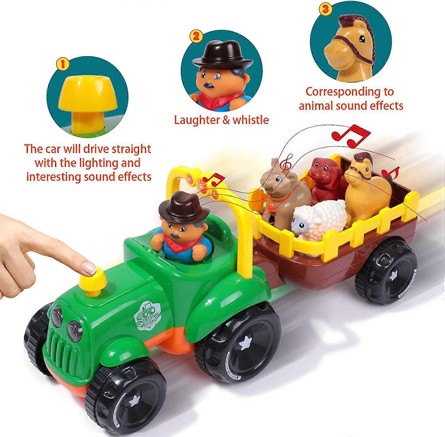Kids Toys Farm Truck Tractor with Detachable Farmer & Animals, Musical ...