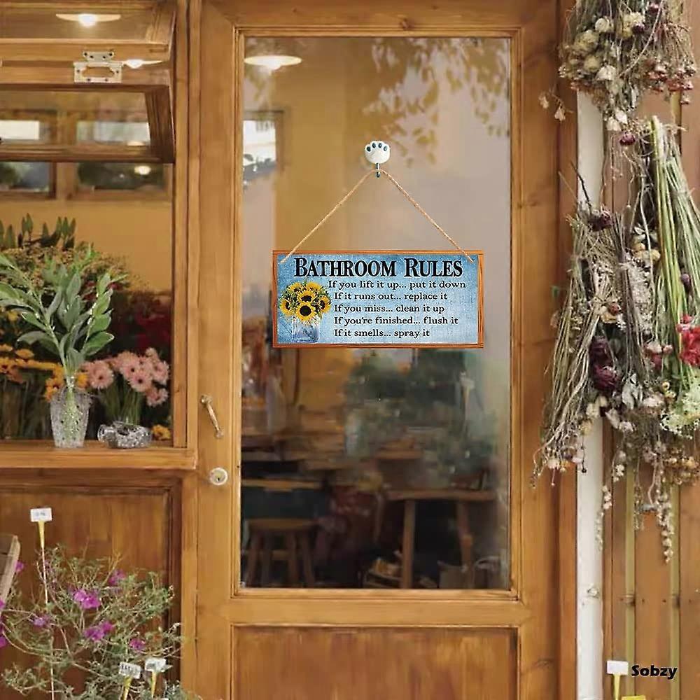 Badrumsregler Trä väggskylt om det luktar Spray Det Roligt Toalettskylt ...