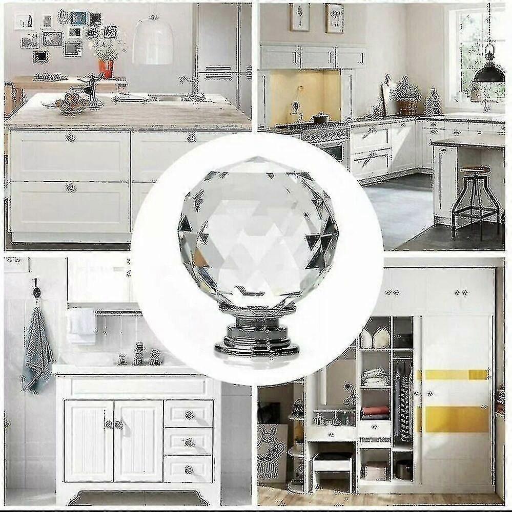 20 X Crystal Glass Door Knobs Diamond Drawer Knobs Cabinet Draw Pull ...