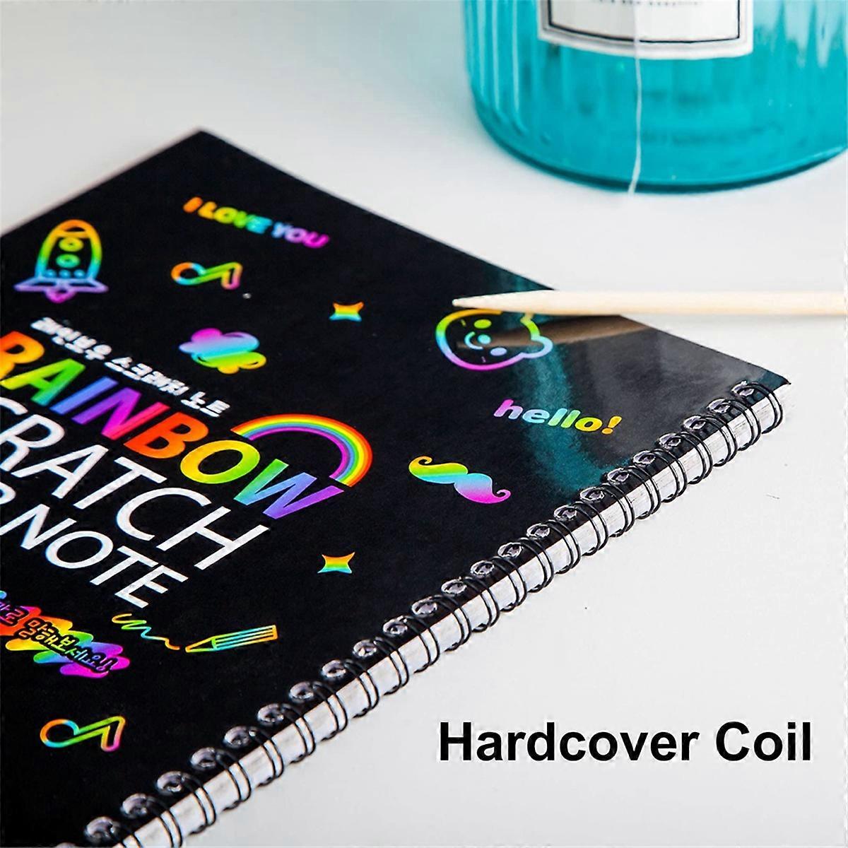 2Pcs Rainbow Scratch Paper Children'S Art Book Black DIY Rainbow Art ...