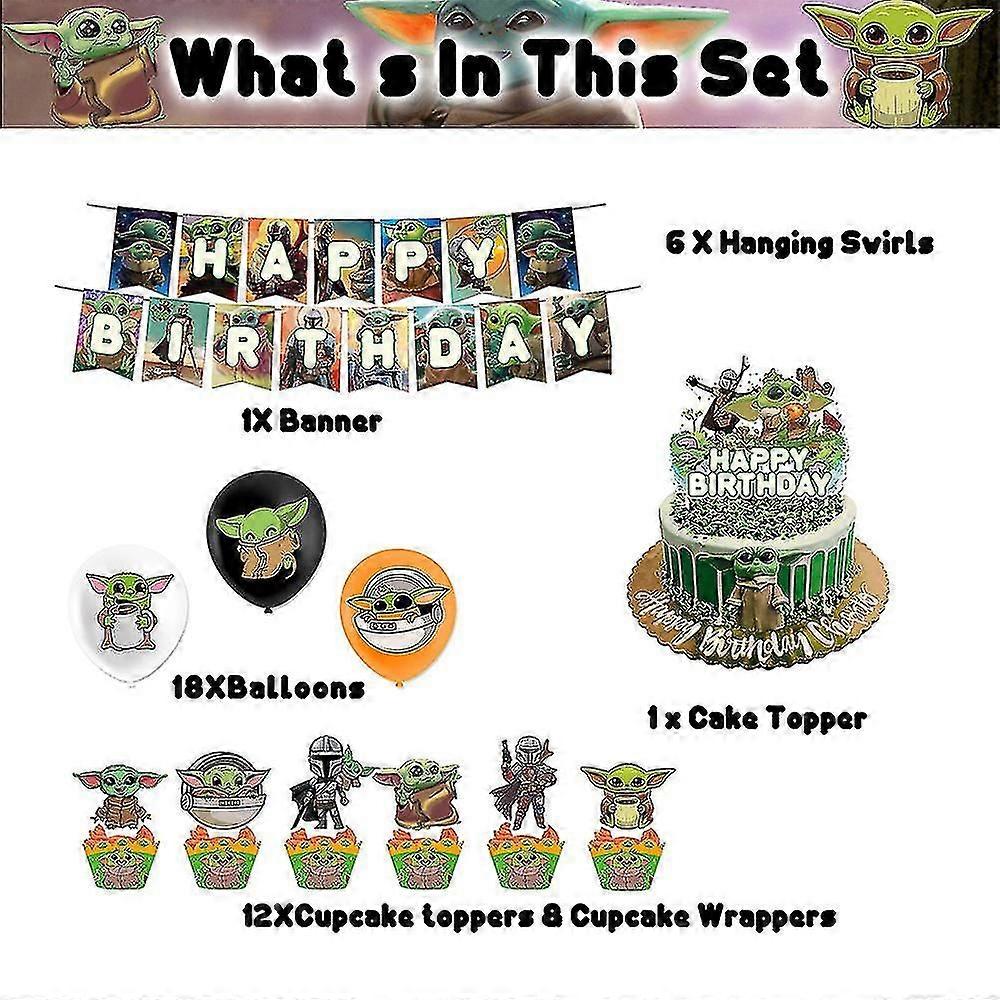 Star Wars Yoda Baby Theme Party Supplies Set Balloons Banner Cake ...