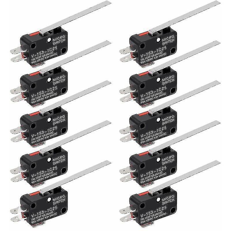 10 Pack Micro Limit Switch Hinge Lever Spdt 1no 1nc Momentary Long ...