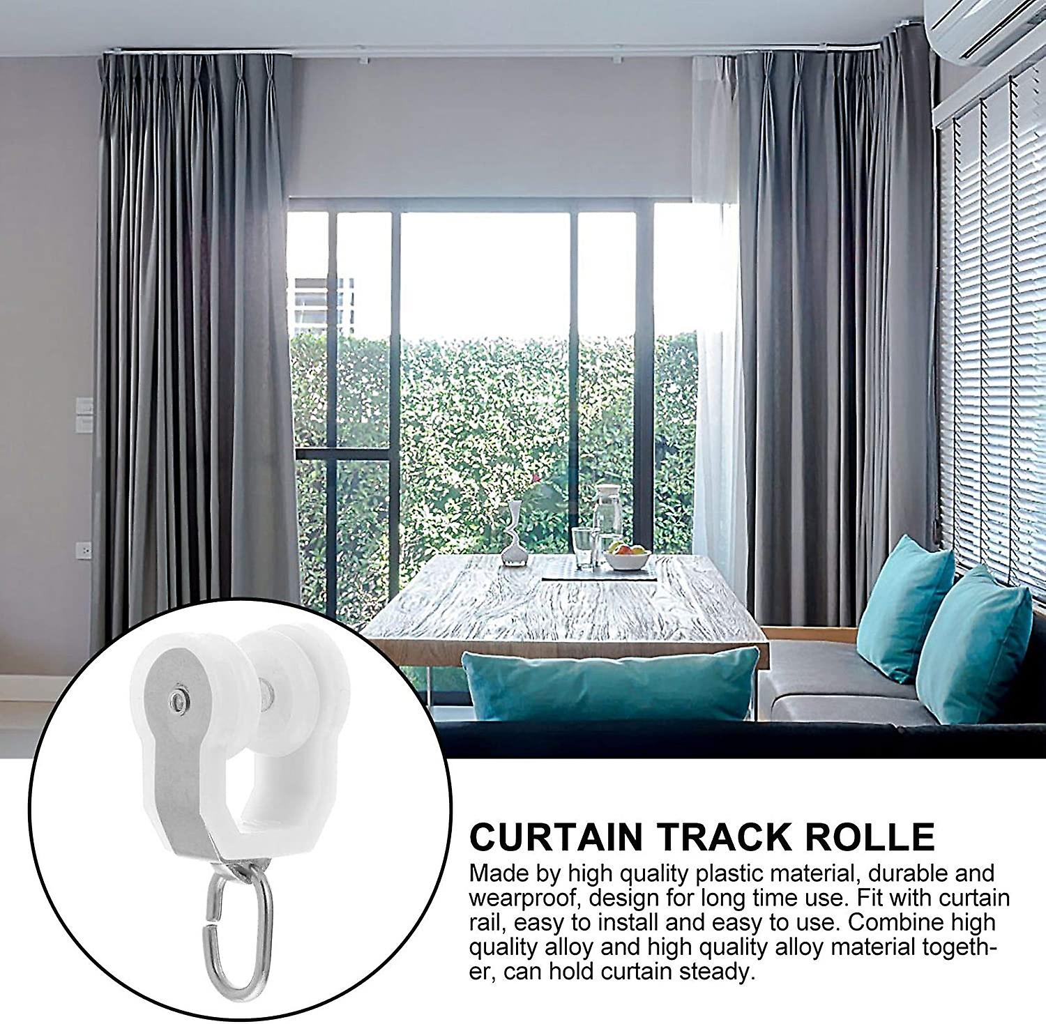 10 Pieces Plastic Curtain Track Carrier Slide Roller Curtain Track ...