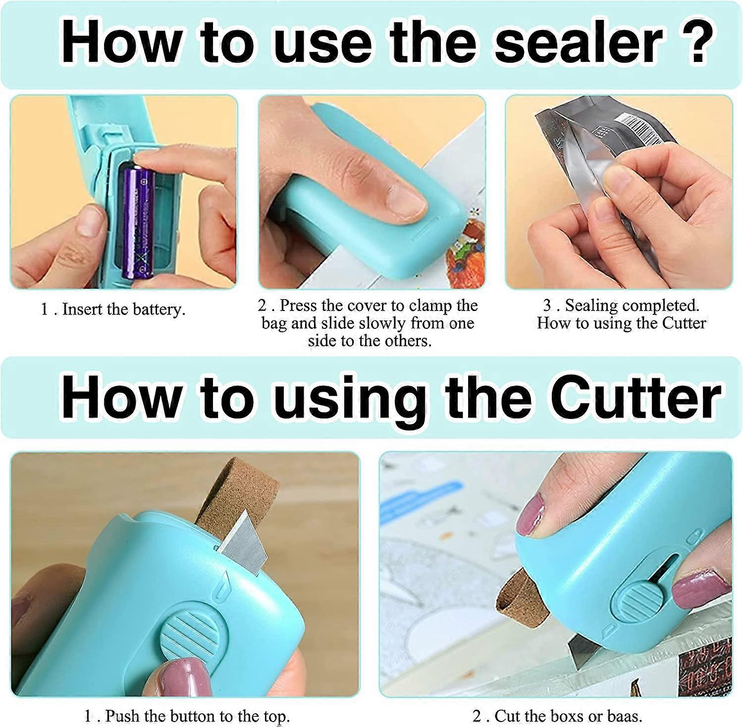 Mini Foil Sealing Machine Bag Sealer,Sealing Machine with Cutter 2 in 1 ...