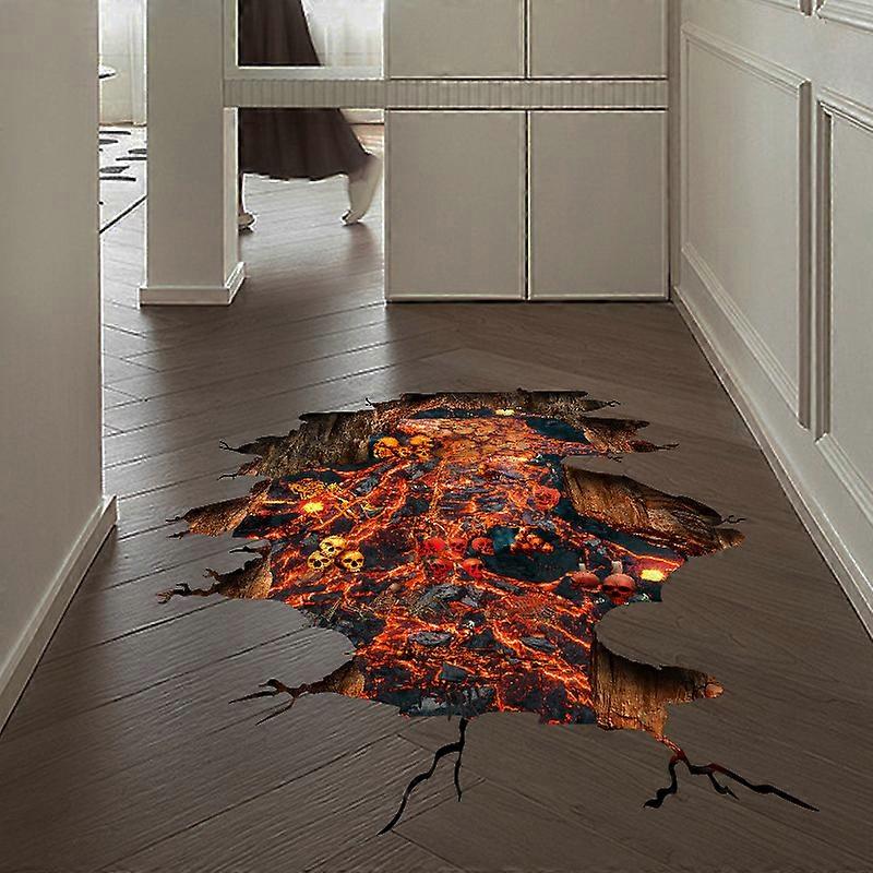 Scary Halloween Skull Skeleton Floor Decals 3D Spooky Flame and Lava ...