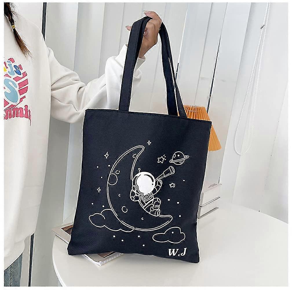 Women Canvas Tote Bags Alien Universe Pattern Shoulder Bag Reusable ...